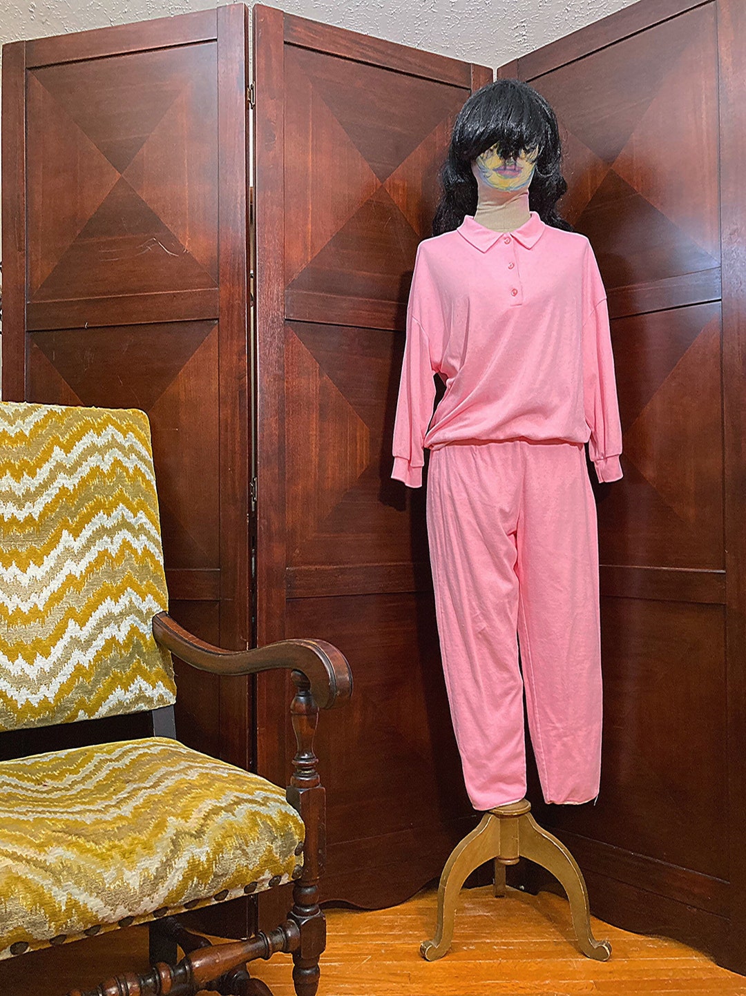 L-XL/ Vintage Light Pink Polo Top, 80’s 90’s Oversized Lightweight ...