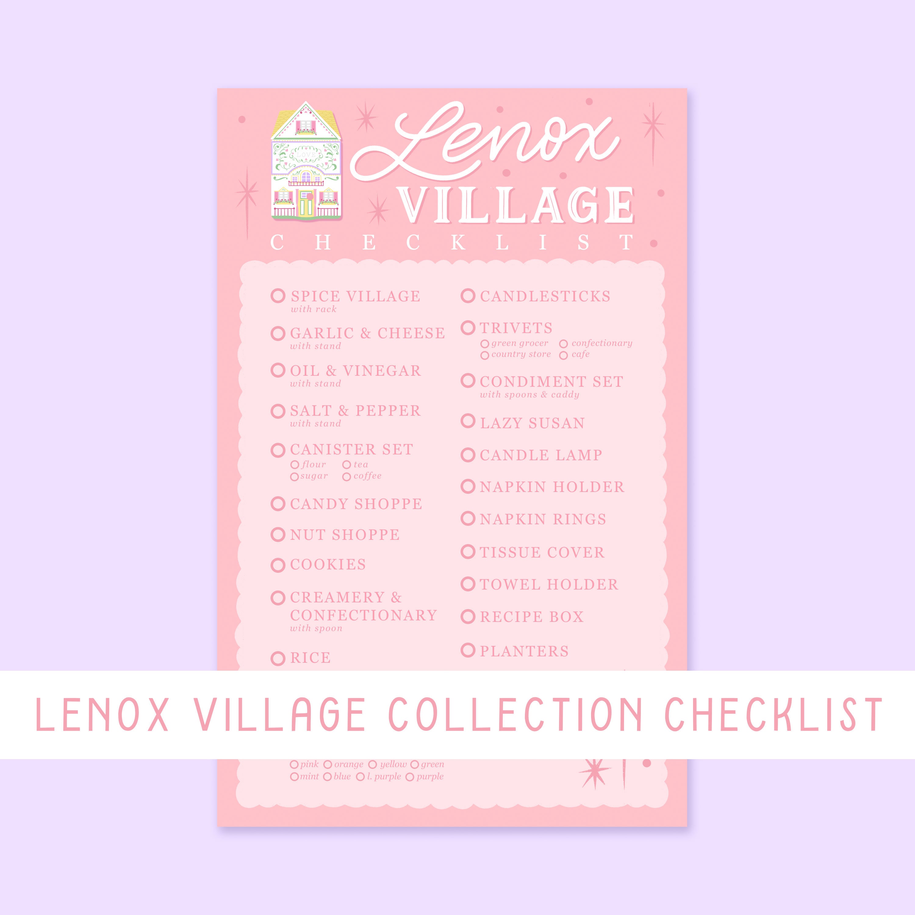 Lenox Village Collection Checklist | Digital Download - Etsy
