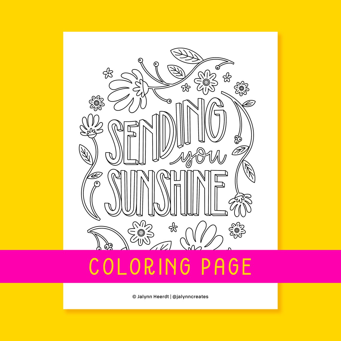 Sending You Sunshine Coloring Page - DIGITAL DOWNLOAD - Etsy
