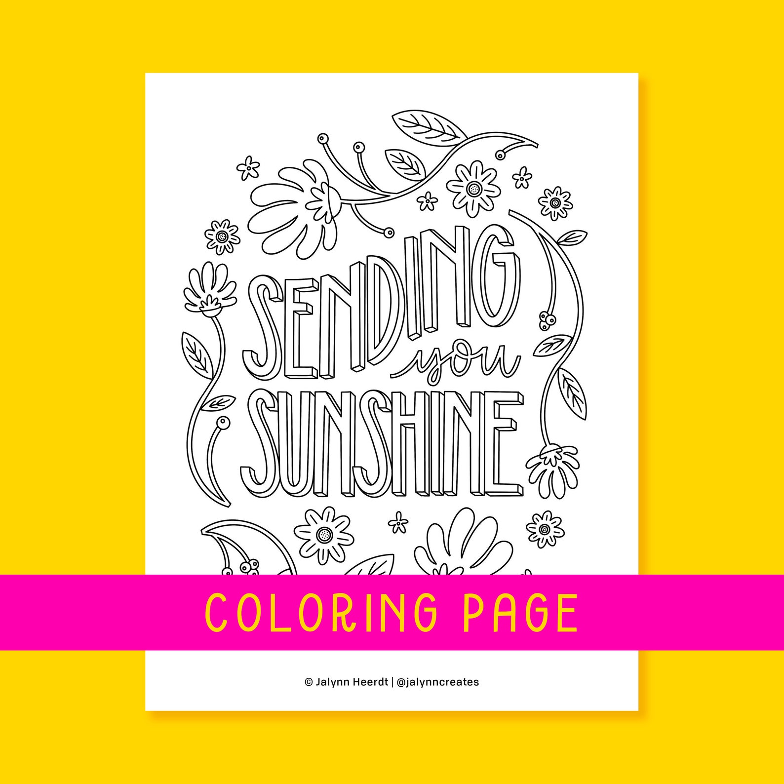 Sending You Sunshine Coloring Page - DIGITAL DOWNLOAD - Etsy