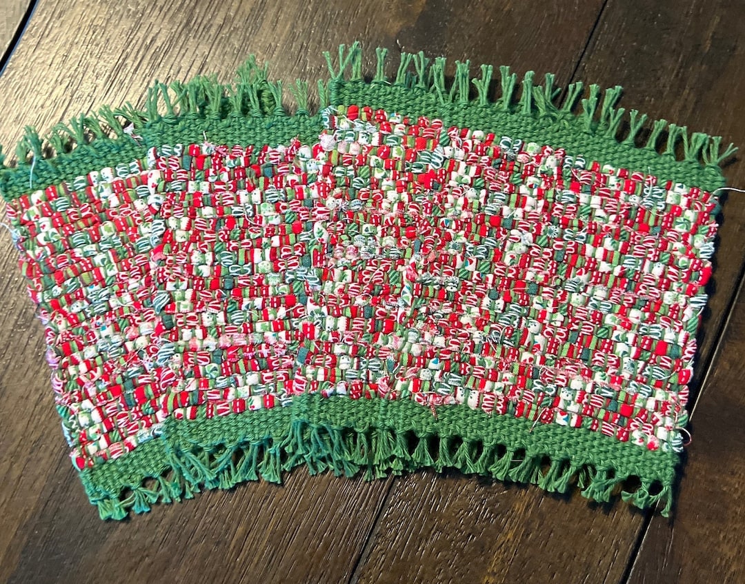 Christmas Coasters Hand Woven Rag Coaster Mug Rug Absorbant and ...