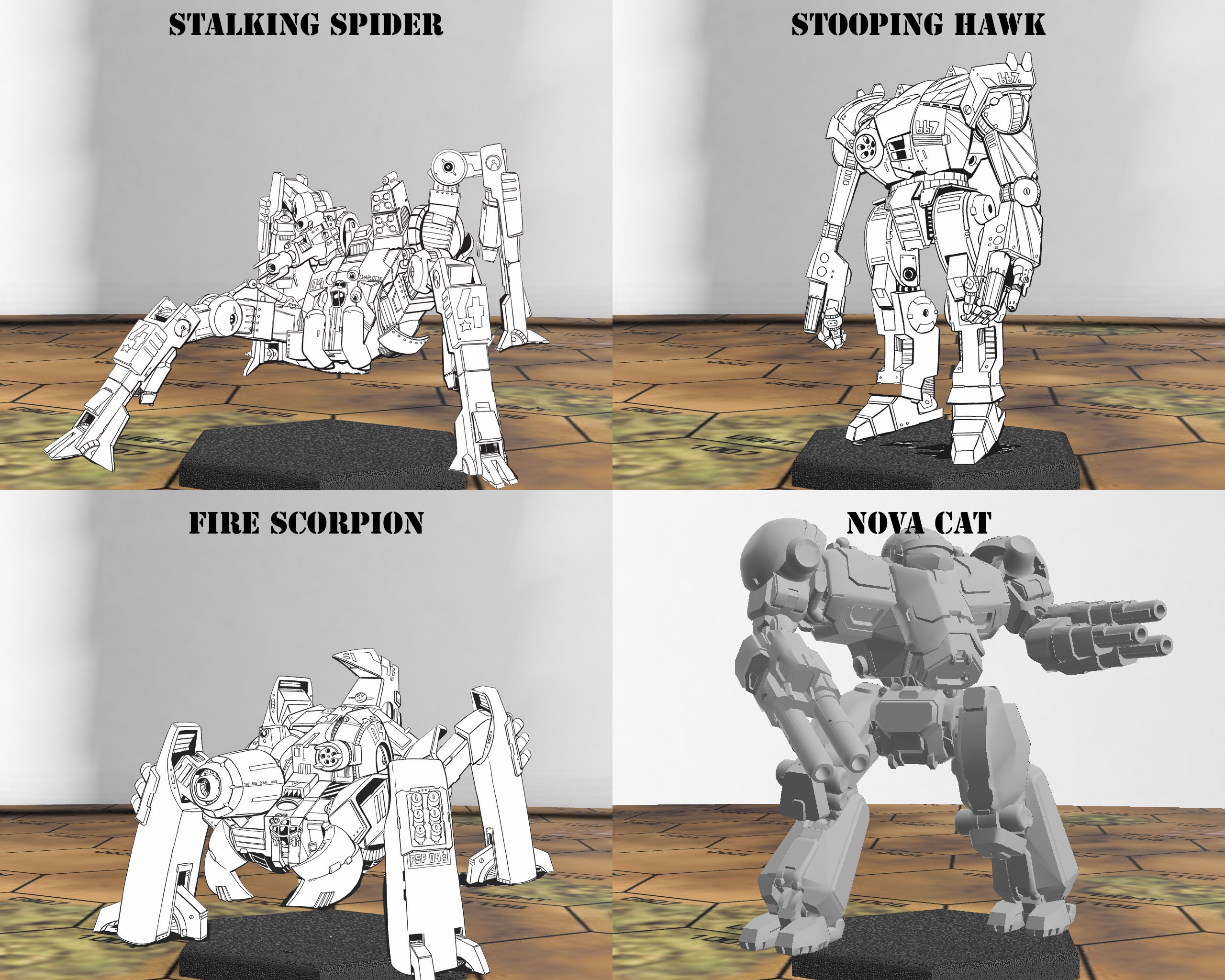 Battletech Miniatures Tro 3060 Clan Mechs Mwo Style 3d Etsy