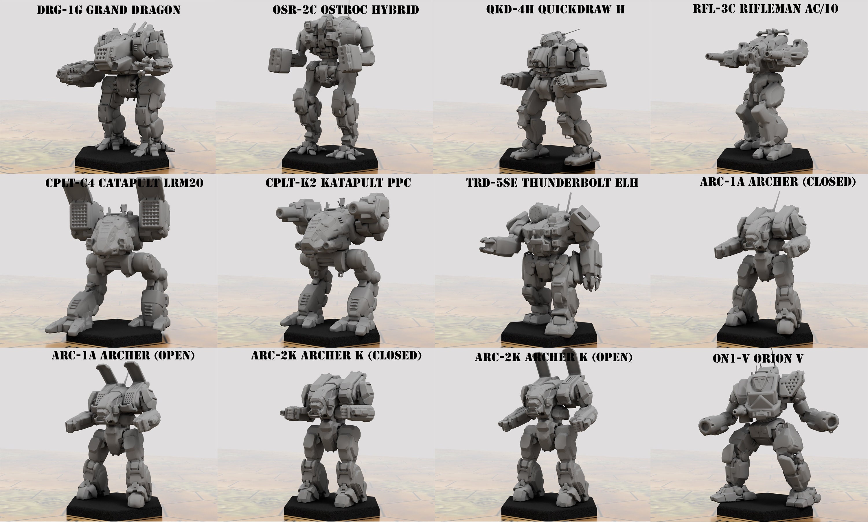 Battletech Miniatures - VARIANTS - Inner Sphere Mechs MWO Style - 3D ...