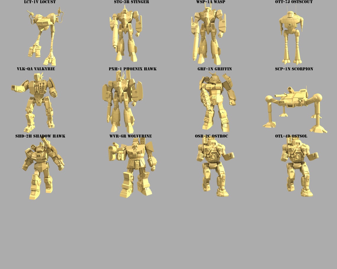 Battletech Miniatures Classic Unseen Designs 3D Printed on | Etsy