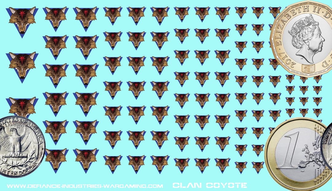Clan Coyote 126x Premium Waterslide Decals for Battletech With White ...