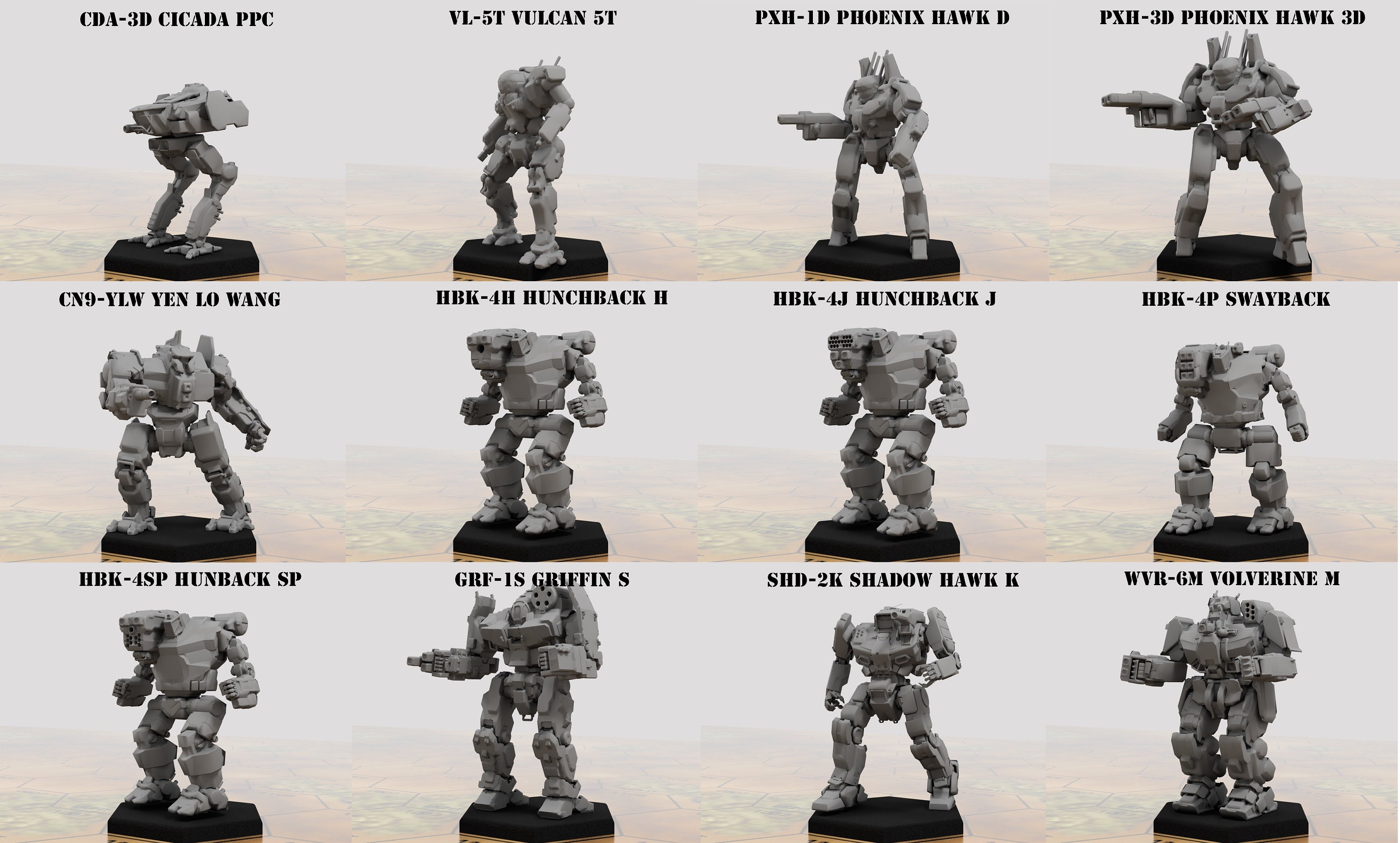 Battletech Miniatures - VARIANTS - Inner Sphere Mechs MWO Style - 3D ...