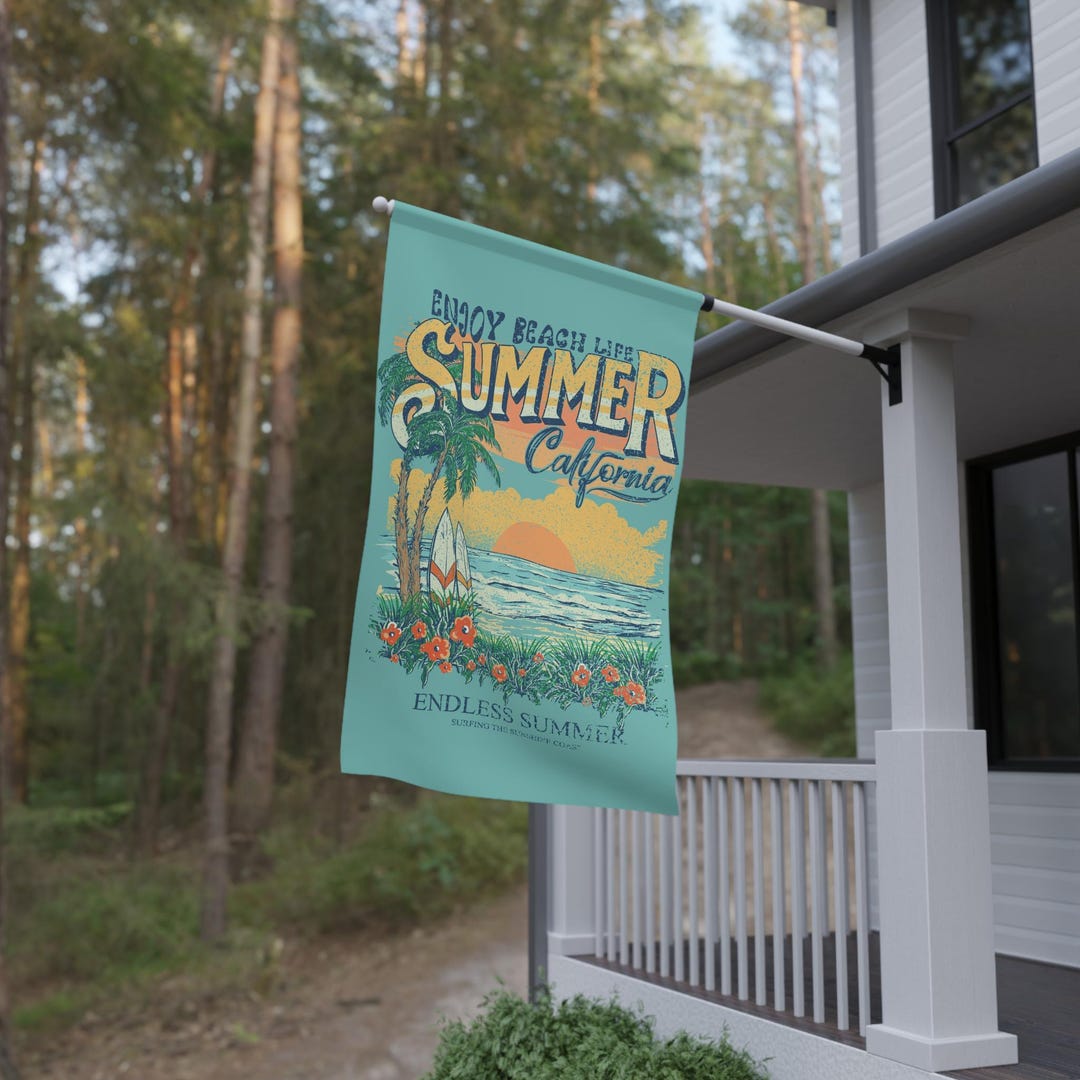 Retro Summer House Banner, Vintage Beach Decor, Tropical Wall Art ...
