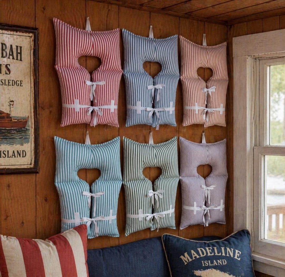 Vintage Life Jacket Wall Decor, Nautical Lake House Art, Coastal Beach ...