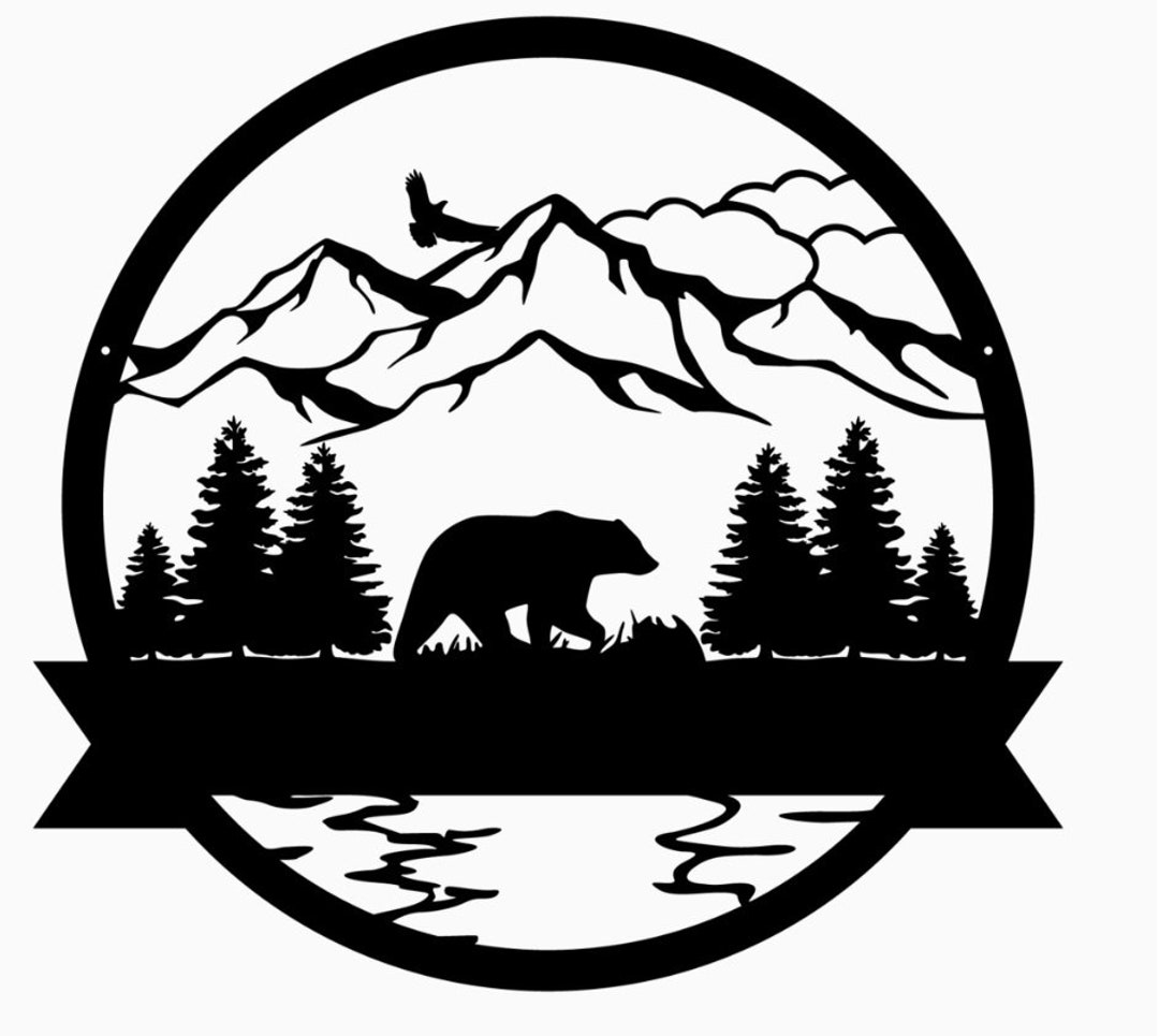 Personalized Monogram Steel Sign Metal Art Sign Bear Décor Metal ...