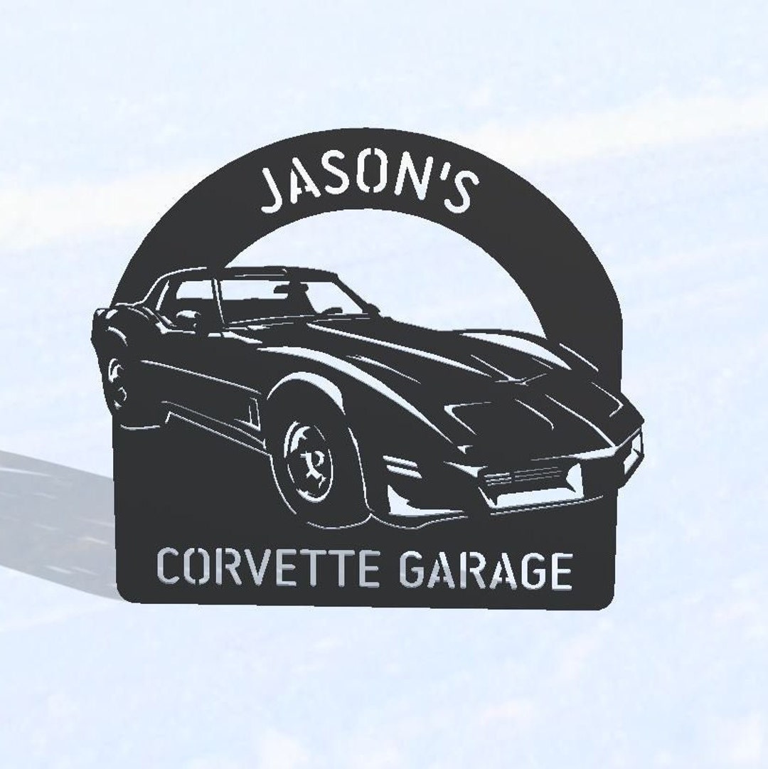 Corvette Car Metal Sign: Personalized Garage Decor, Laser Cut Wall Art ...