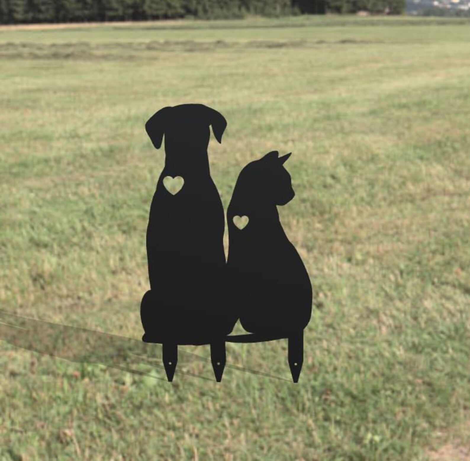 Metal Yard Art Black Lab and Cat Handmade Dog Metal Gift - Etsy