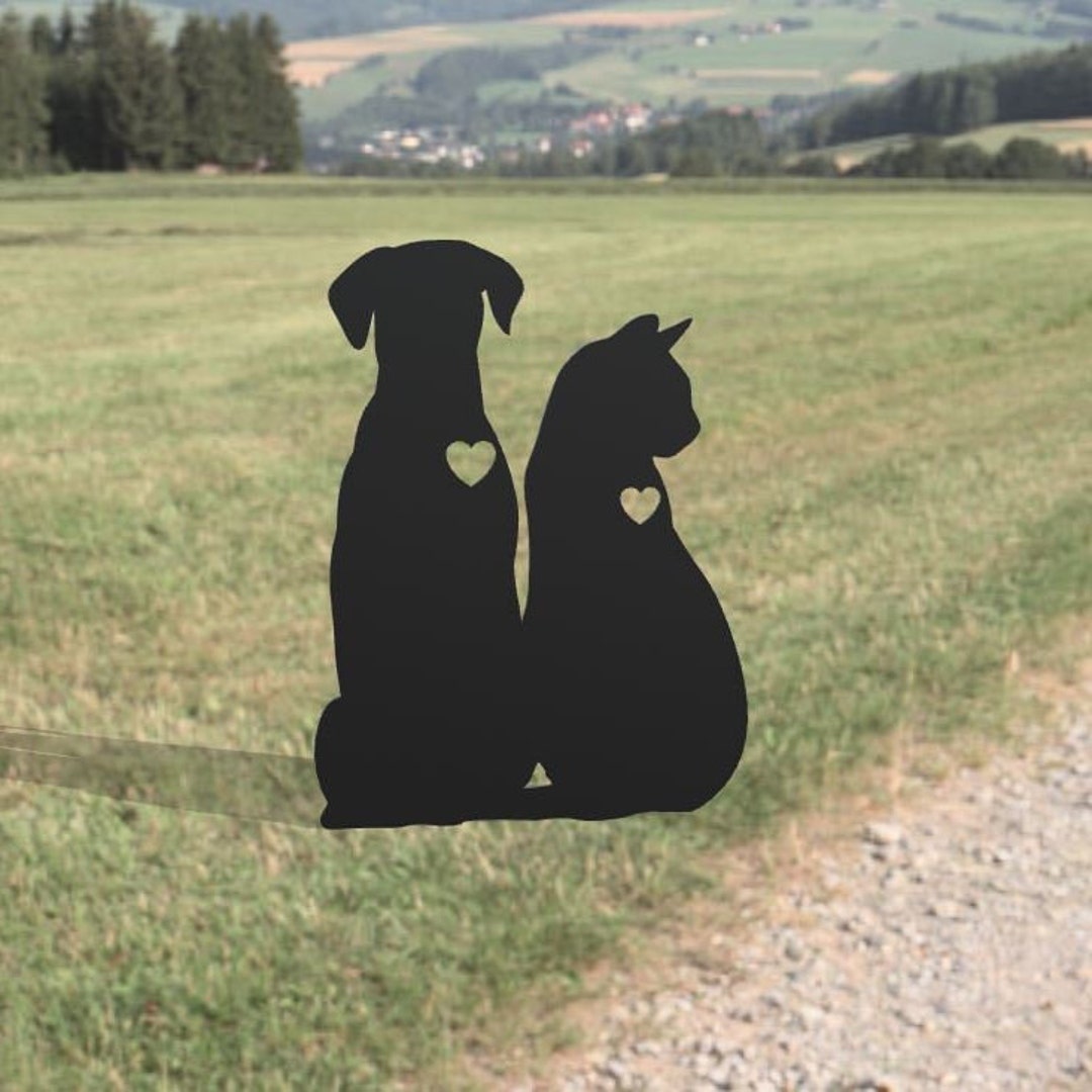 Metal Yard Art - Black Lab and Cat - Handmade Dog Metal Gift for Garden ...