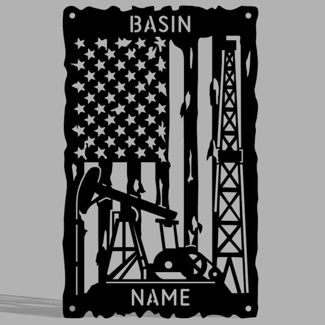 Custom Metal Flag Sign: Oilfield Monogram, Patriotic Decor - Etsy