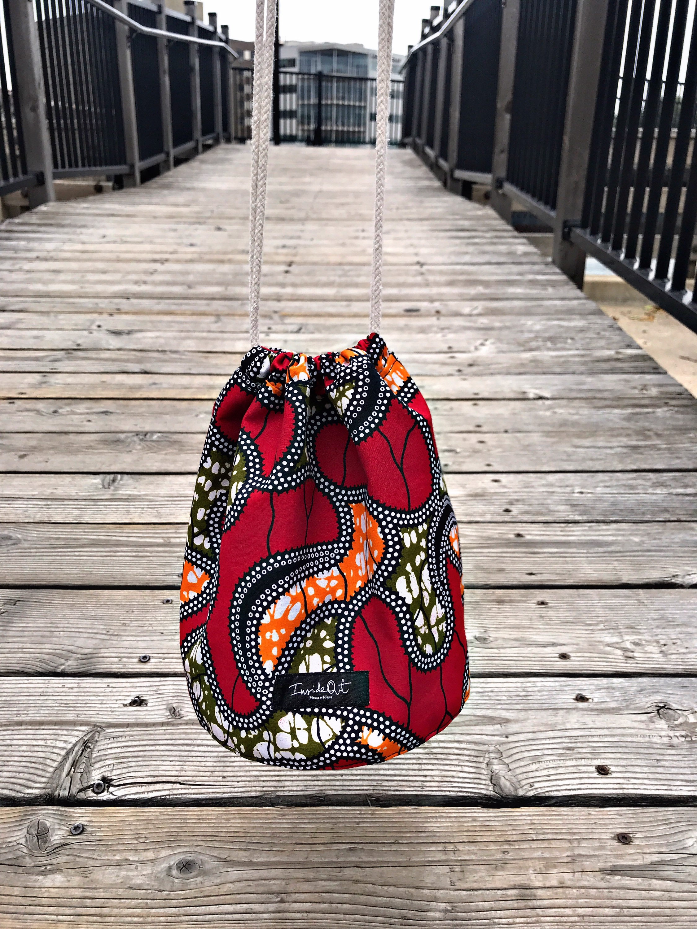 African Print Drawstring Bucket Bag - Etsy