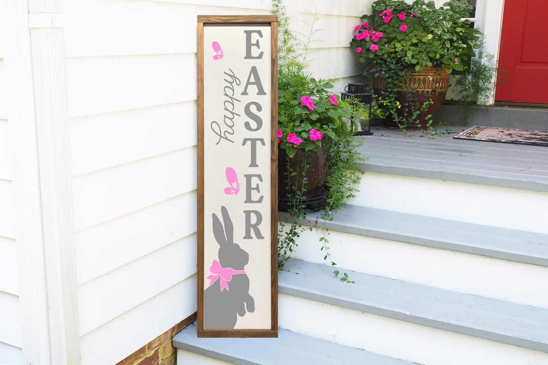 Happy Easter Porch Sign, Easter Bunny Sign - Etsy