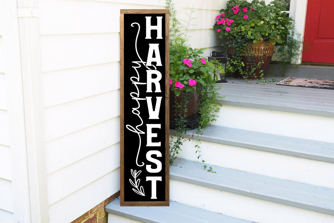 Happy Harvest Sign Fall Porch Decor Wood Sign Farmhouse Welcome Sign ...