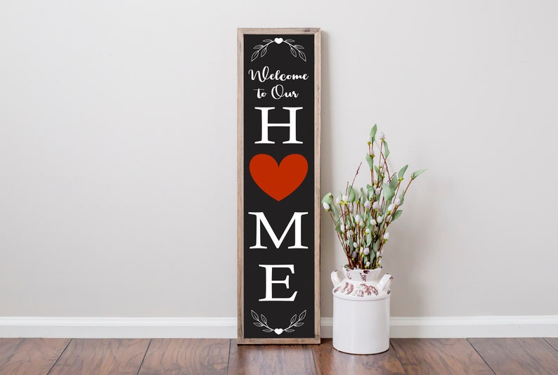 Porch Sign Heart Welcome Sign Front Door Sign Vertical - Etsy