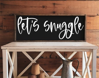 Let's Stay Home and Snuggle Wood Sign - Etsy