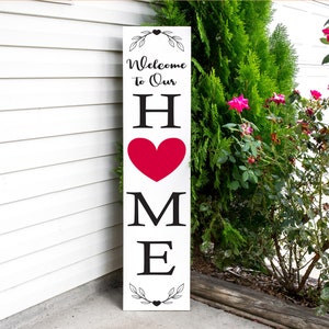 Porch Sign, Heart Welcome Sign, Front Door Sign, Vertical Welcome Sign ...
