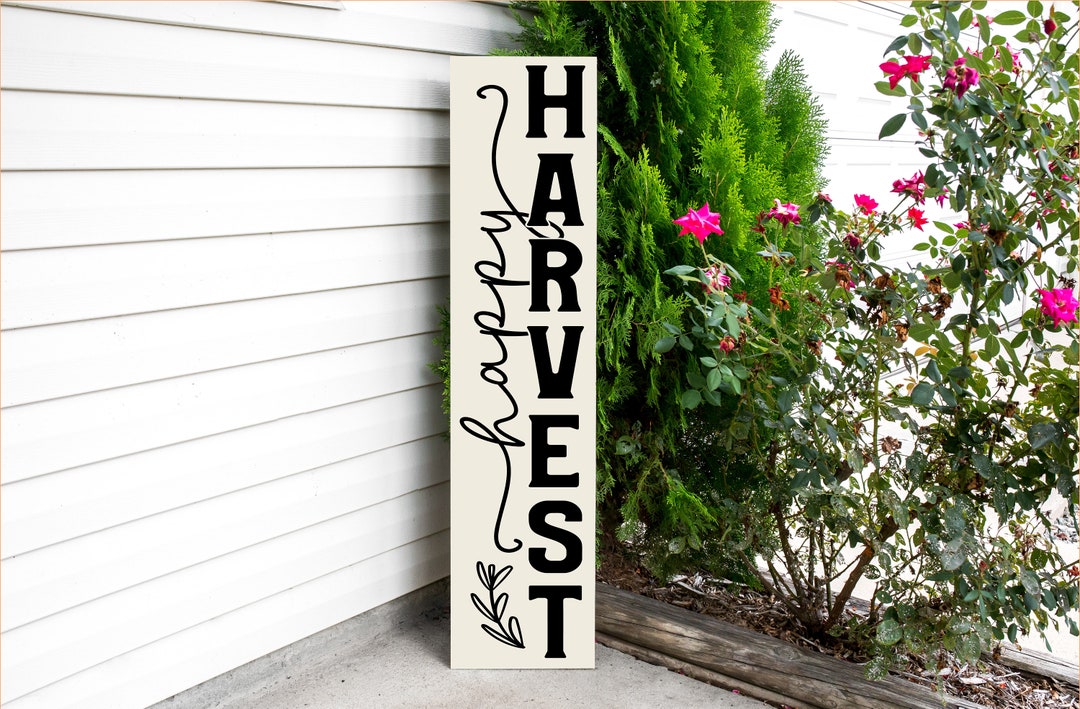 Happy Harvest Sign Fall Porch Decor Wood Sign Farmhouse Welcome Sign ...