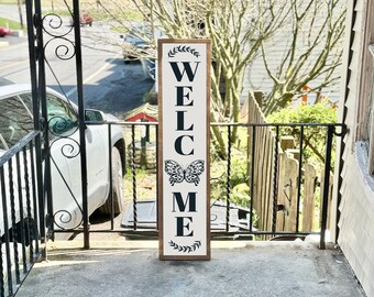 Farmhouse Butterfly Welcome Sign 2/3/4/5 Feet Lengths Wooden Rustic ...
