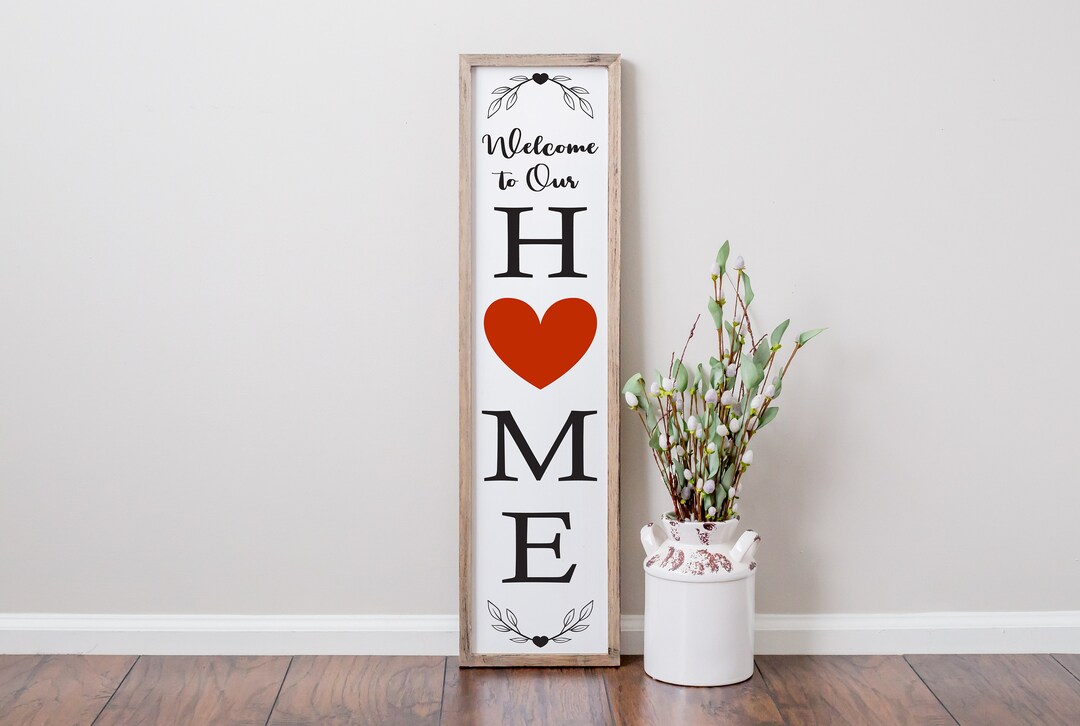 Porch Sign Heart Welcome Sign Front Door Sign Vertical - Etsy