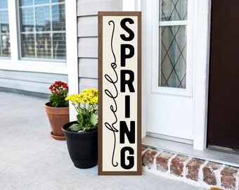 REVERSIBLE Summer Spring Sign, Double Sided Welcome Sign, Hello Summer ...