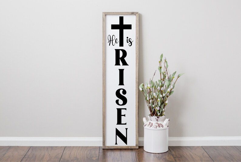 He is Risen Porch Sign Vertical Welcome Sign Easter Decor - Etsy