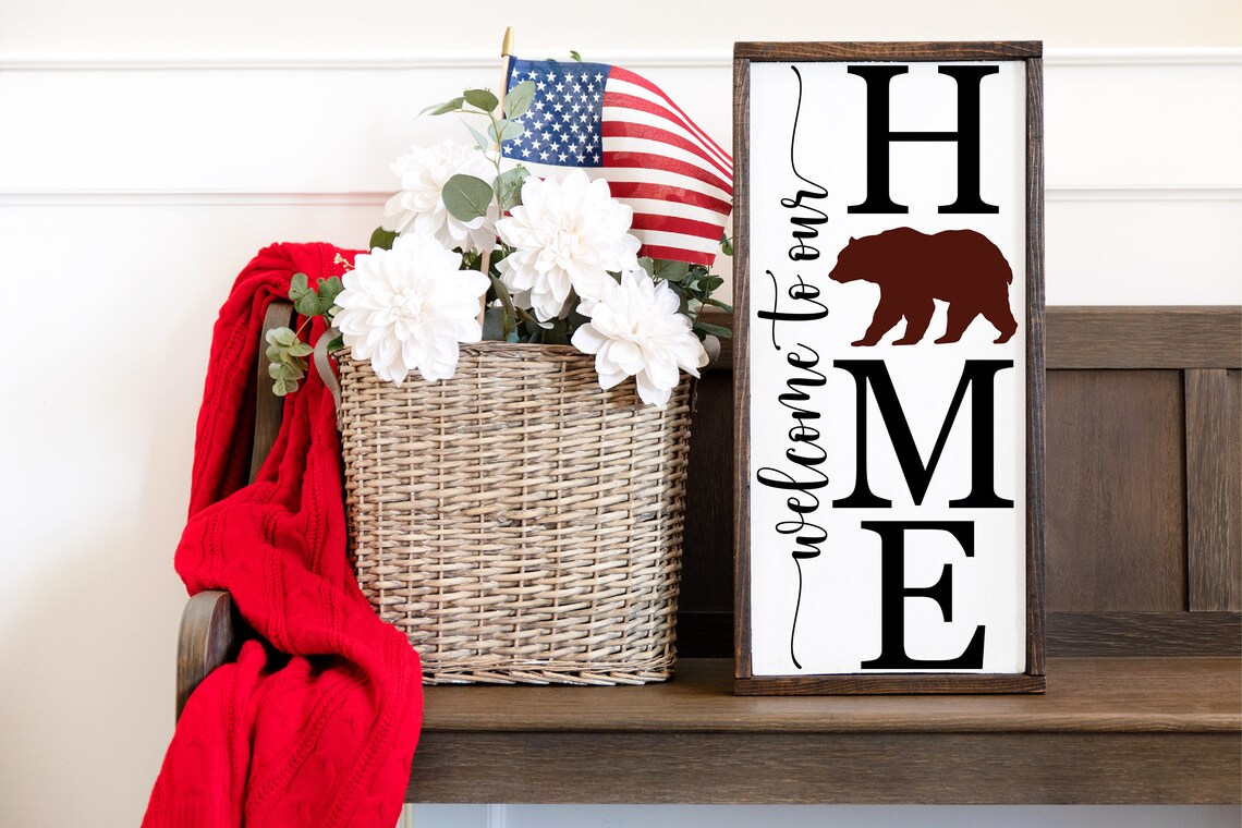 Welcome Sign with Bear Country Decor Porch Welcome Sign | Etsy