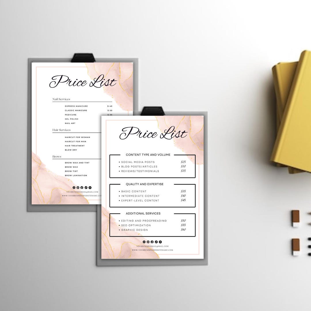 Editable Salon Spa Price List Template: Canva Printable (digital ...