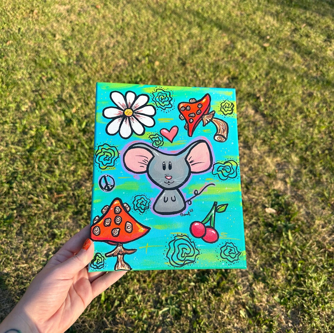Mouse & Shrooms Painting - Etsy