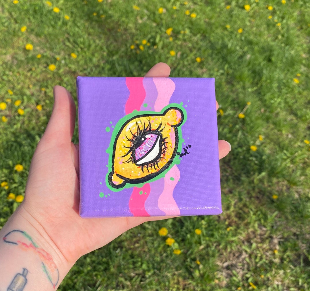 MINI Trippy Lemon Painting - Etsy