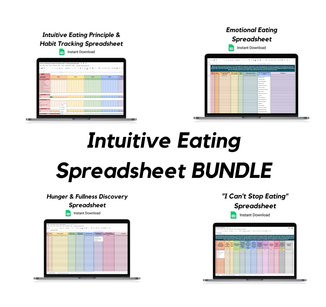 Intuitive Eating Spreadsheet Bundle (intuitive Eating Principle Tracker ...