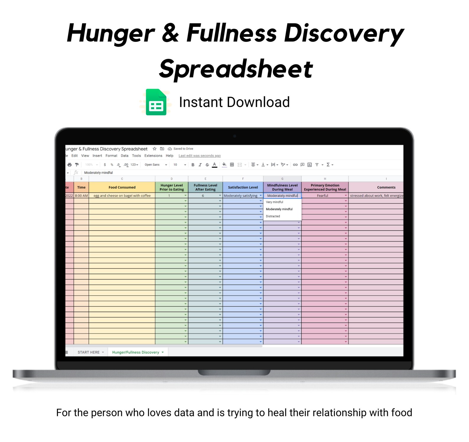 Intuitive Eating Spreadsheet Bundle (intuitive Eating Principle Tracker ...