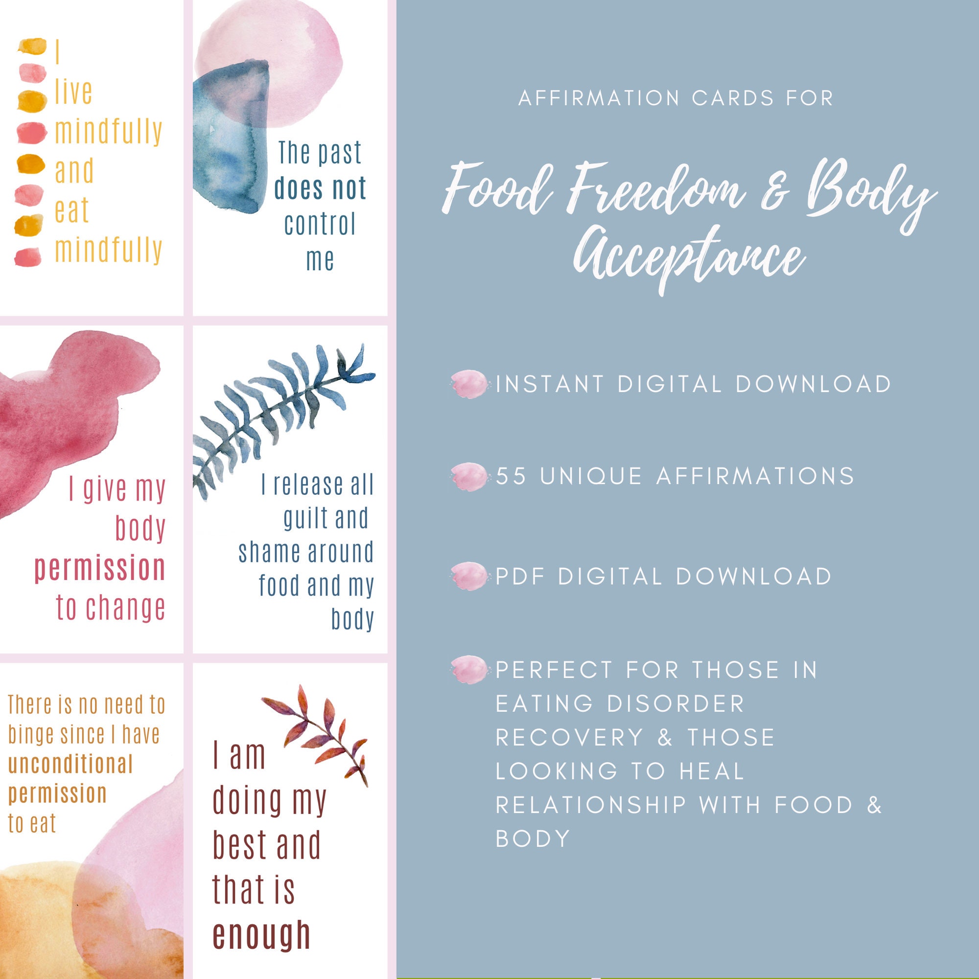 Printable Affirmations for Food Freedom Body Acceptance - Etsy Canada