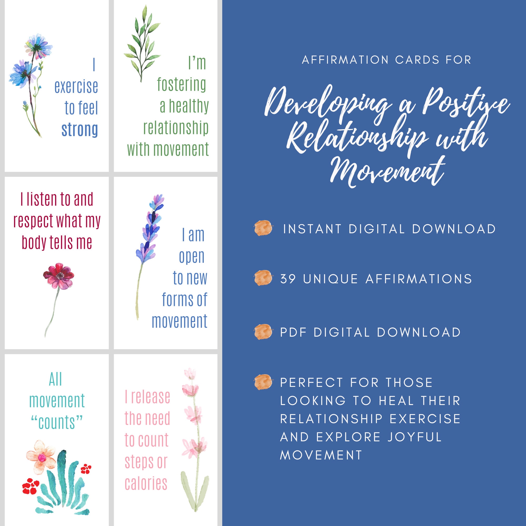 Printable Affirmations for a Healthy Relationship With Exercise, Joyful ...