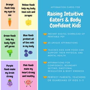 Printable Affirmation Cards for Raising Intuitive Eaters and Body ...