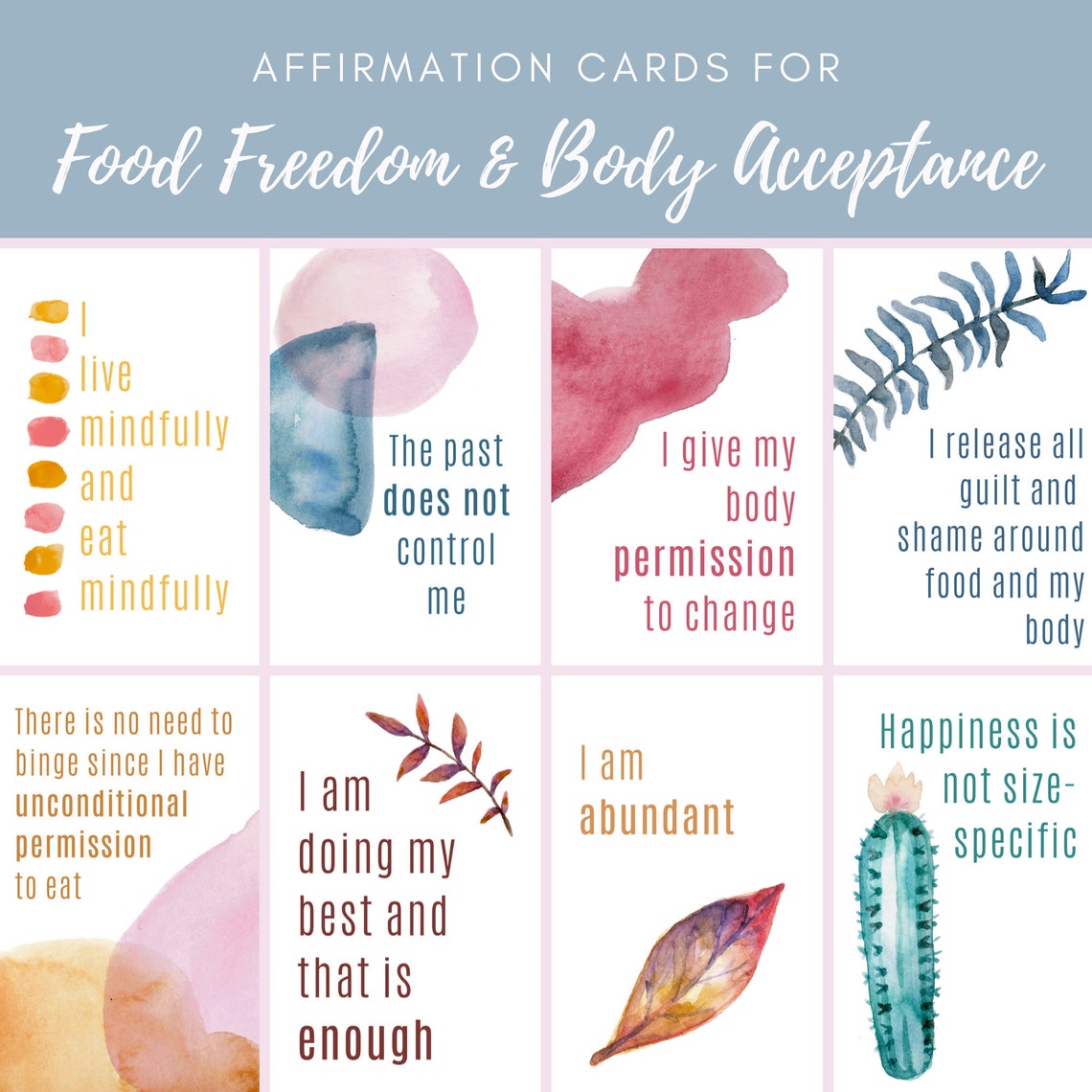 Printable Affirmations for Food Freedom, Body Acceptance, Eating ...