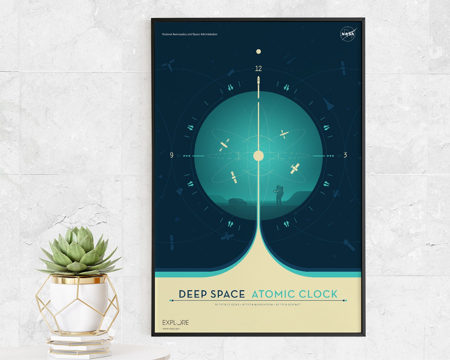 Blue Deep Space Atomic Clock Technology - NASA JPL Space Tourism Poster ...
