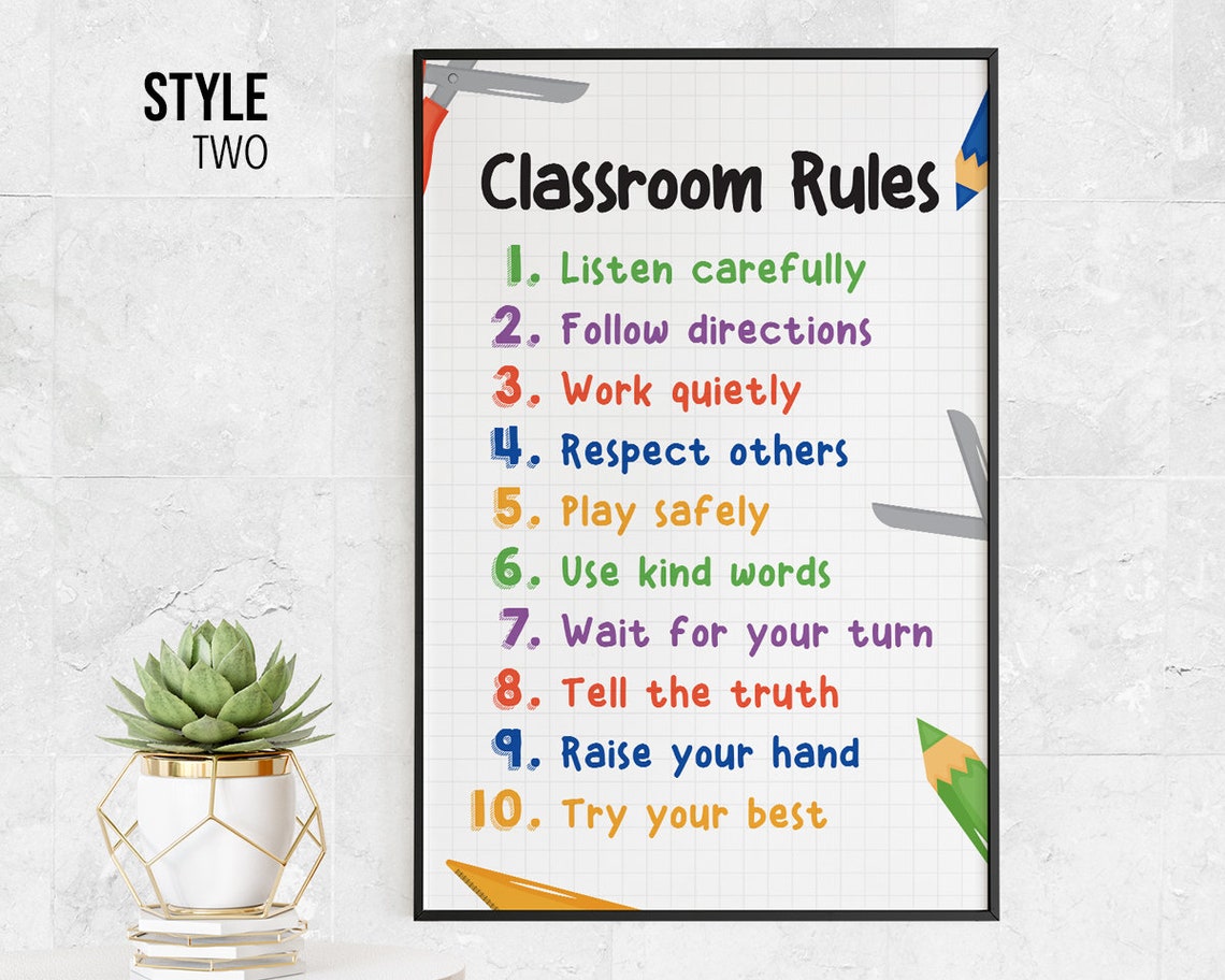Classroom Rules for Elementary School Poster - Custom Personalized ...
