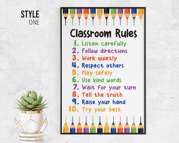 Classroom Rules For Elementary School Poster Custom Etsy classroom-rules-for-elementary-school-poster-custom-etsy