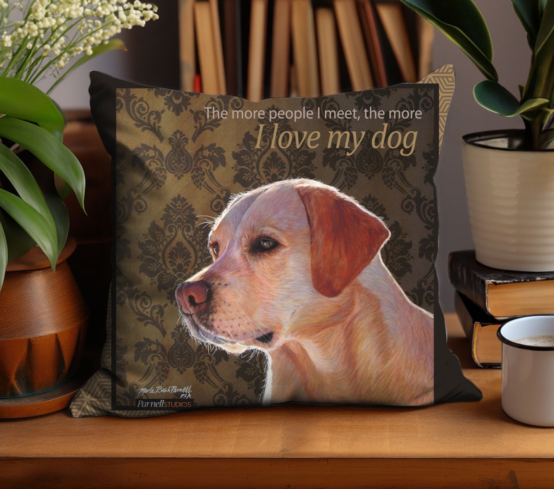 Yellow Lab Pillow With Quote, Throw Pillow, Labrador Retriever, Accent ...