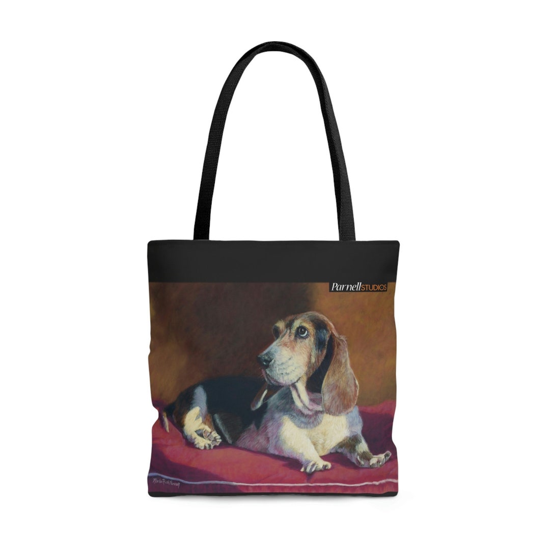 Basset Hound Tote Bag, Large Bag, Art, Painting, Illustration, Dog ...
