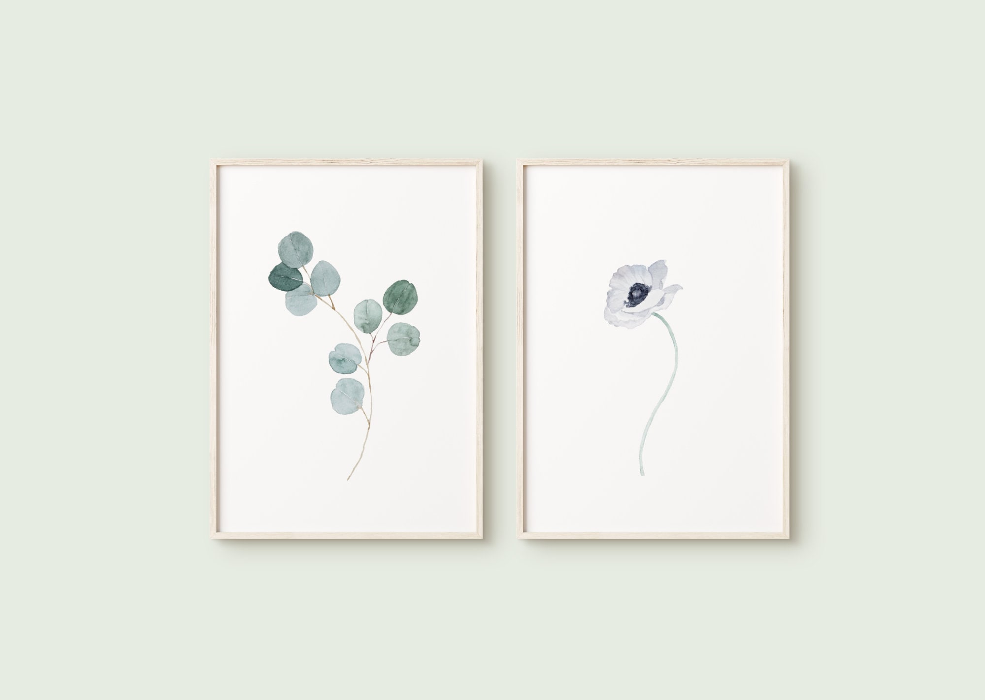 Set of 2 Floral Watercolor Art Dainty Botanical Prints Instant Download ...