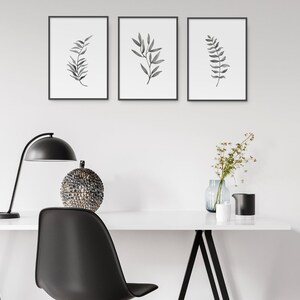 Set of Prints,black and White,watercolor Leaves,instant Digital ...