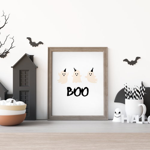 Boo Ghost Art Halloween Wall Decor Printable Halloween Art - Etsy