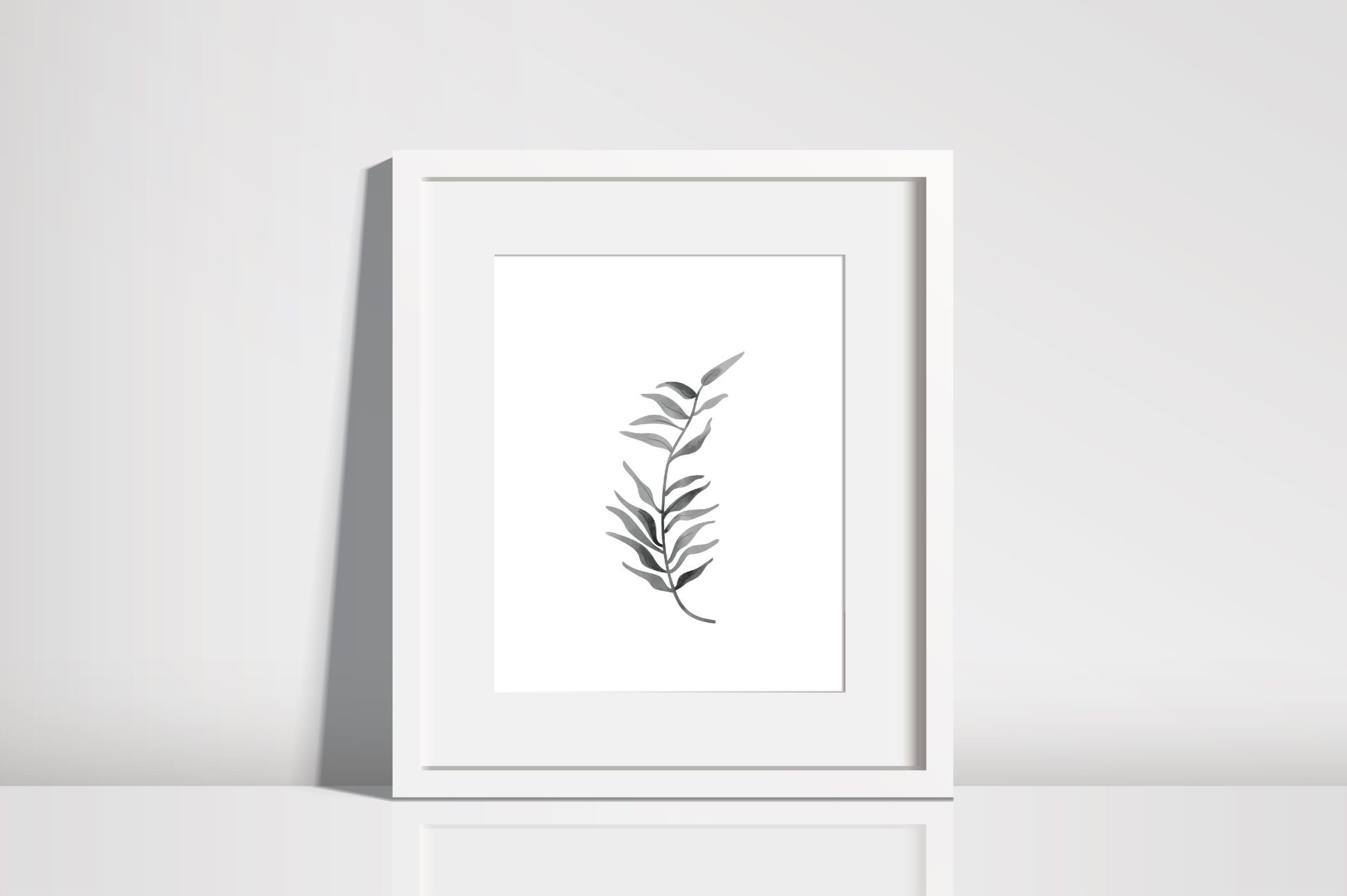 Set of Prints,black and White,watercolor Leaves,instant Digital ...