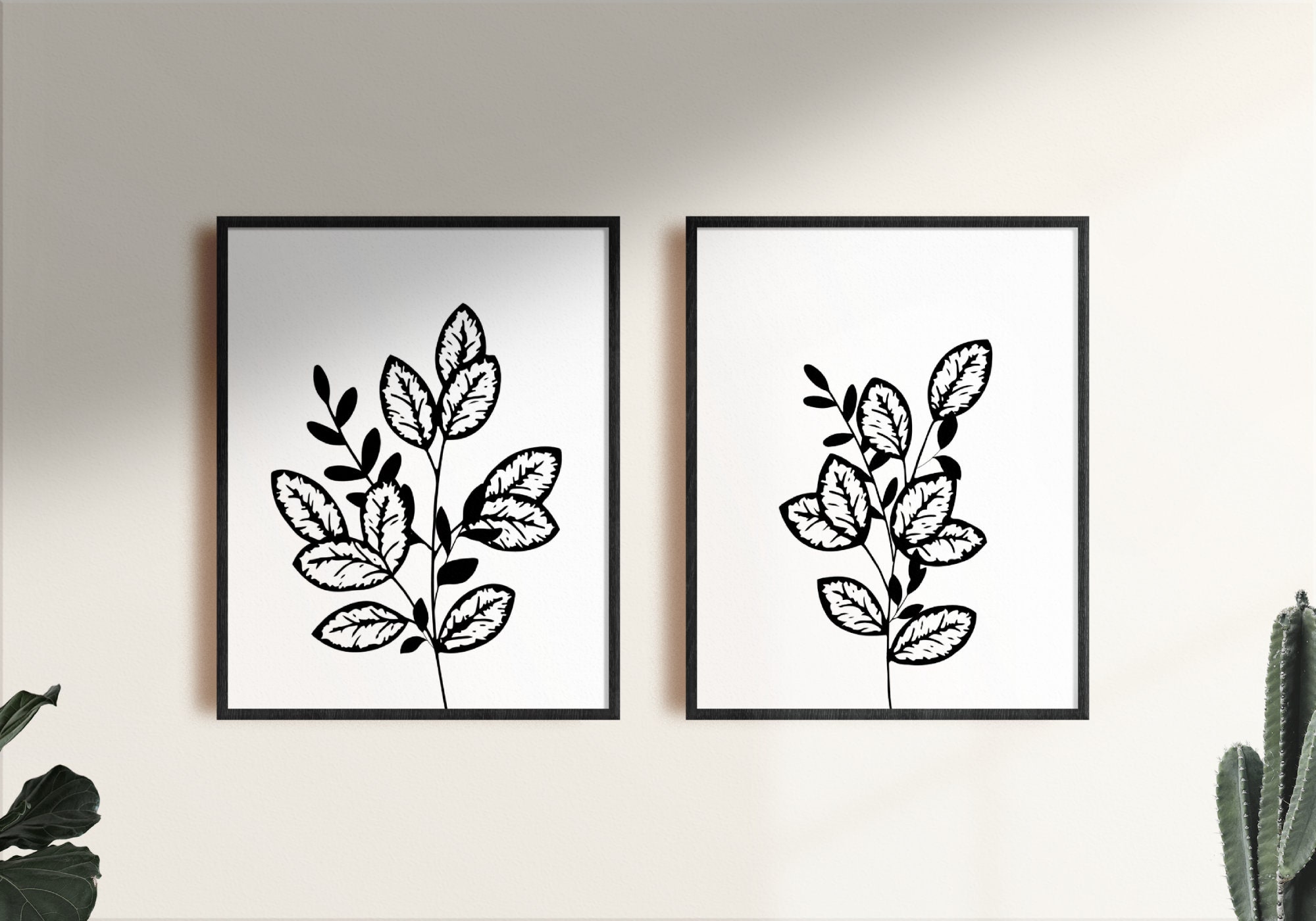 Black and White Art Prints Digital Download Printable Art Botanical Art ...