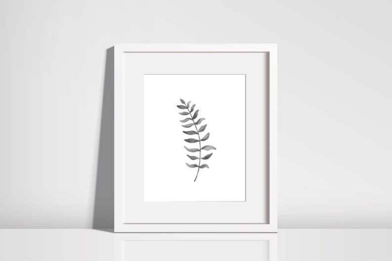 Set of Prints,black and White,watercolor Leaves,instant Digital ...