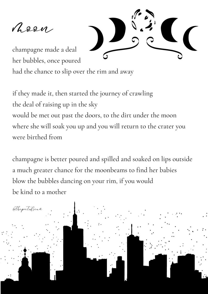 Custom Poem Print | Moon Phases Poster | Summer Night Sky | Chicago ...